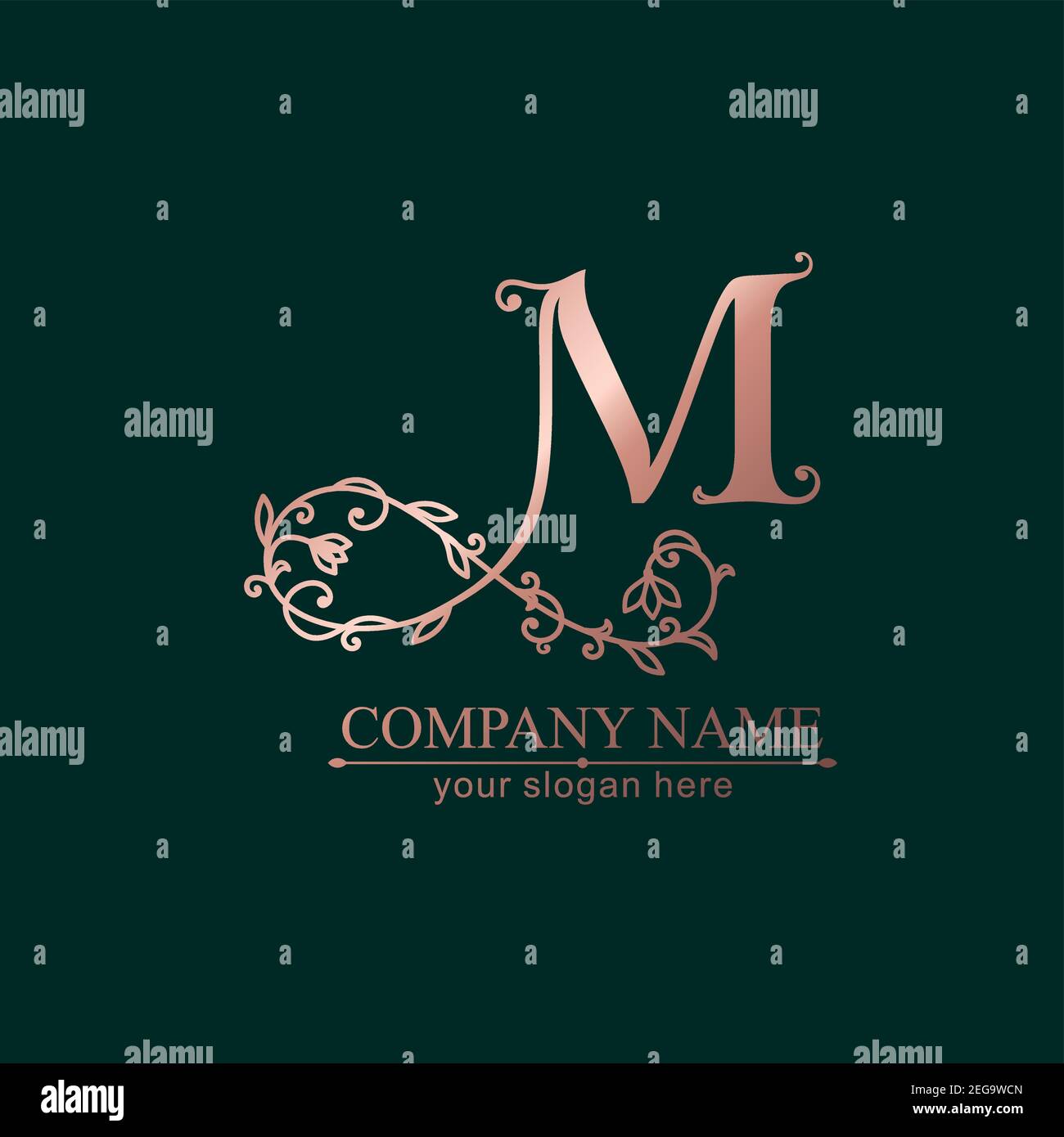 Letter M logo template. Monnogram, delicate floral design. Personal ...