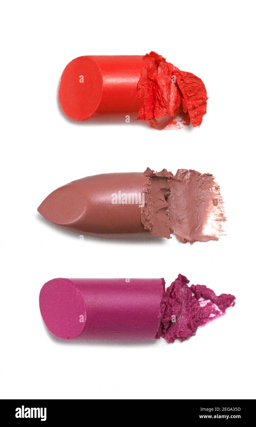 Lipstick bullets crushed Stock Photo - Alamy