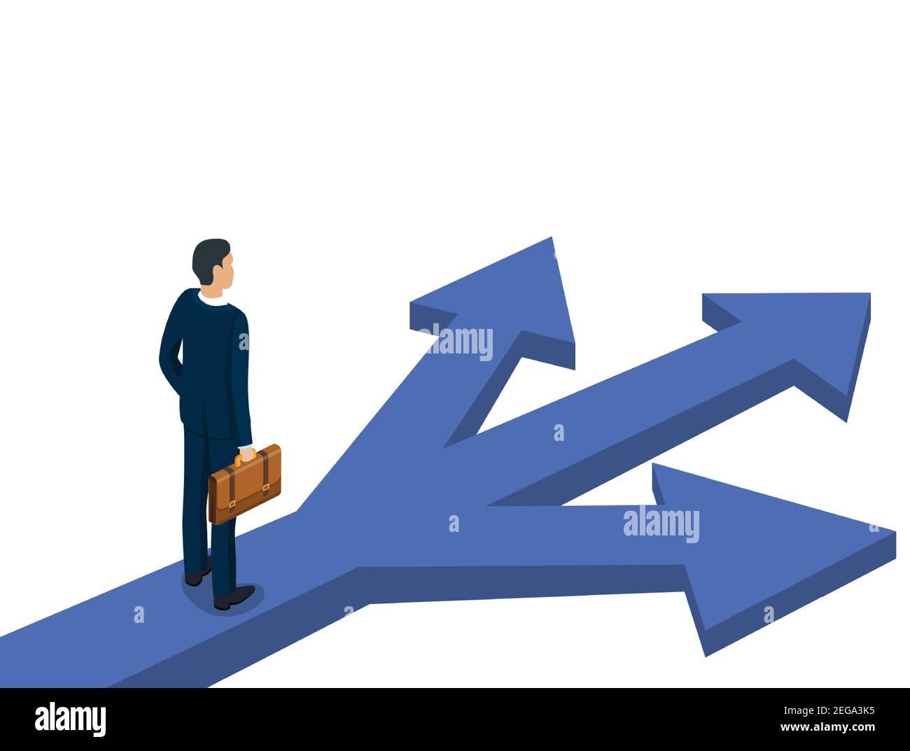 Choice way concept 3d isometric. Businessman before choosing ...