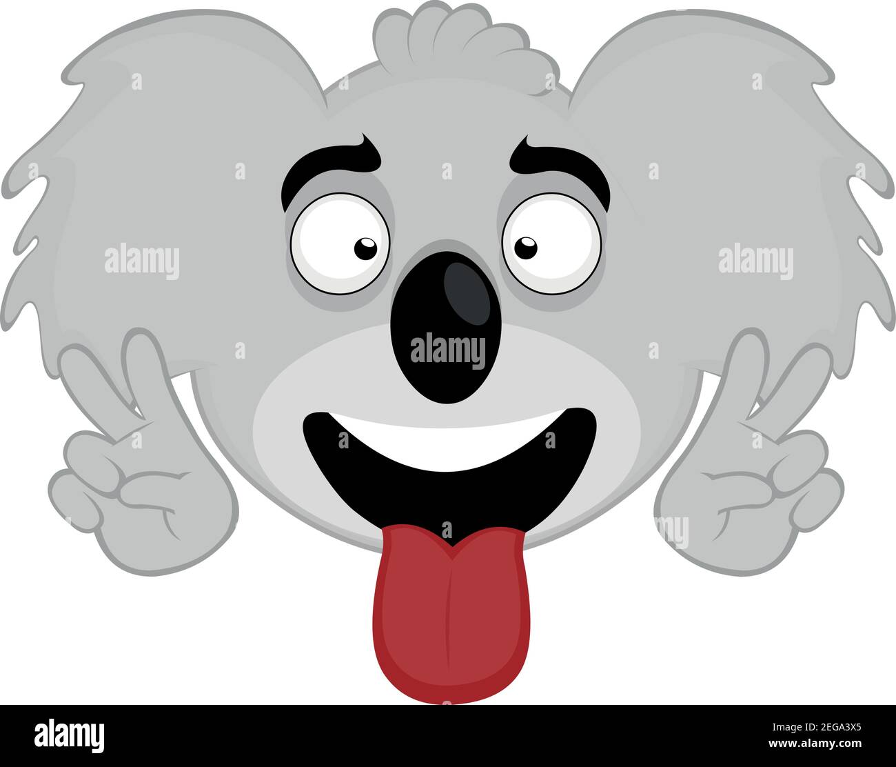 Vector emoticon illustration of the head of a cartoon koala with a ...
