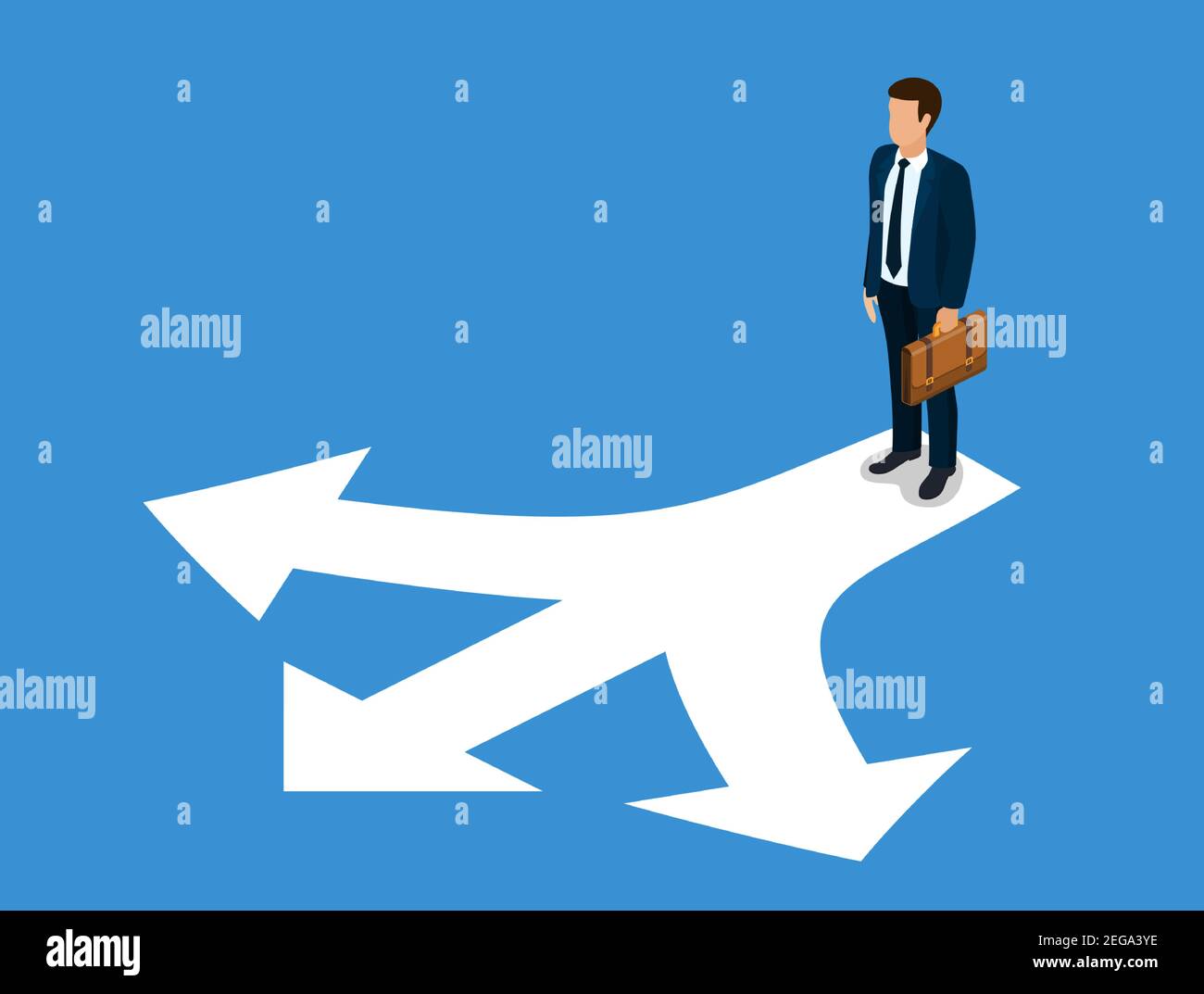 Choice way concept 3d isometric. Businessman before choosing ...