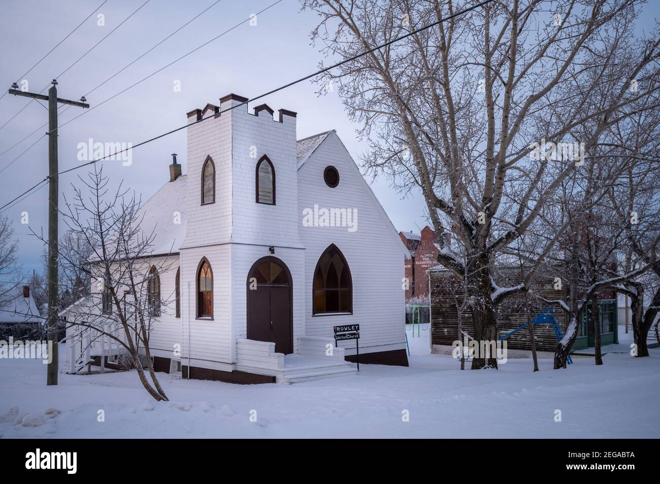 Old United Church in the ghost town of Rowley, Alberta Stock Photo - Alamy