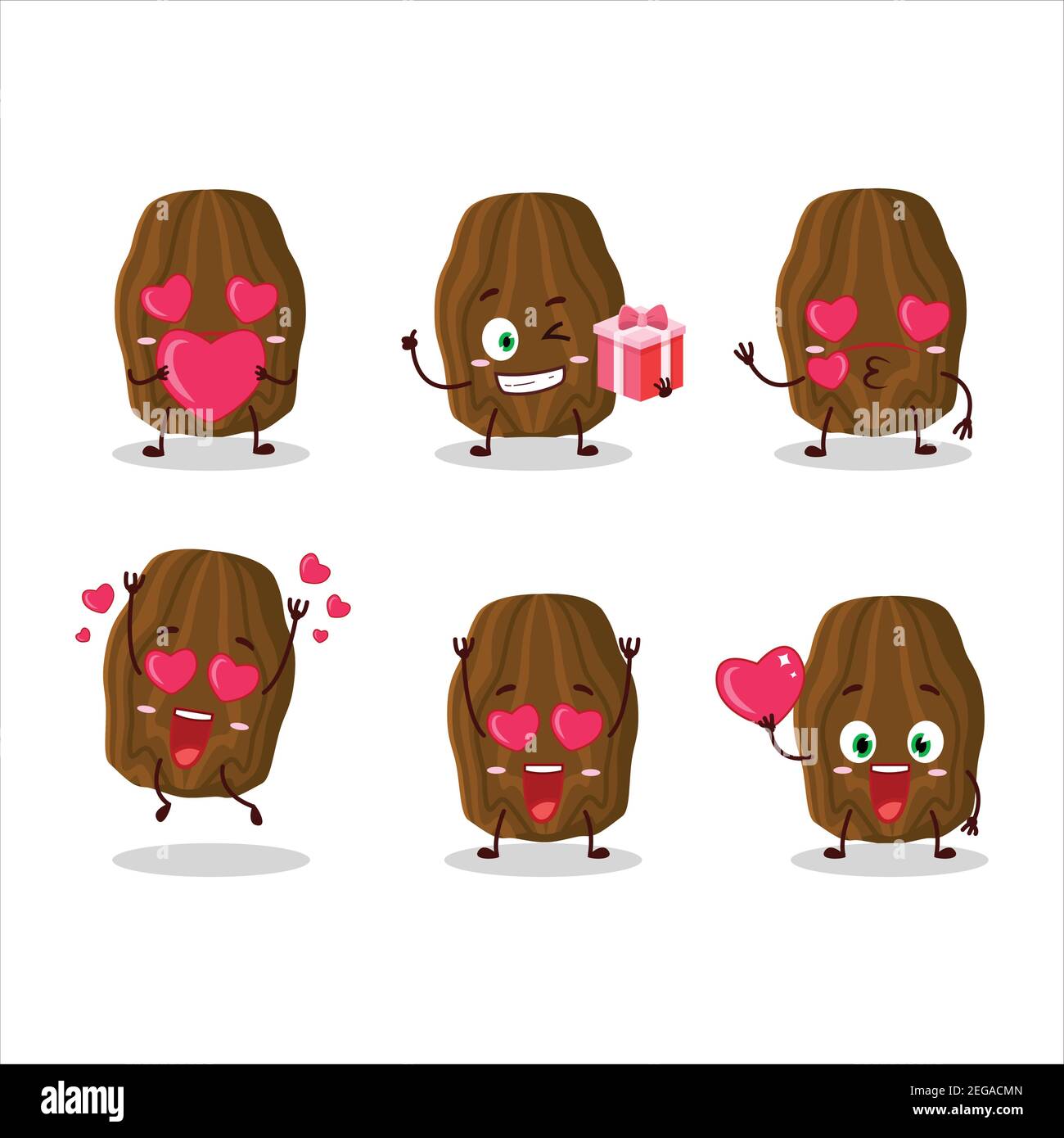Date fruit cartoon character with love cute emoticon. Vector ...