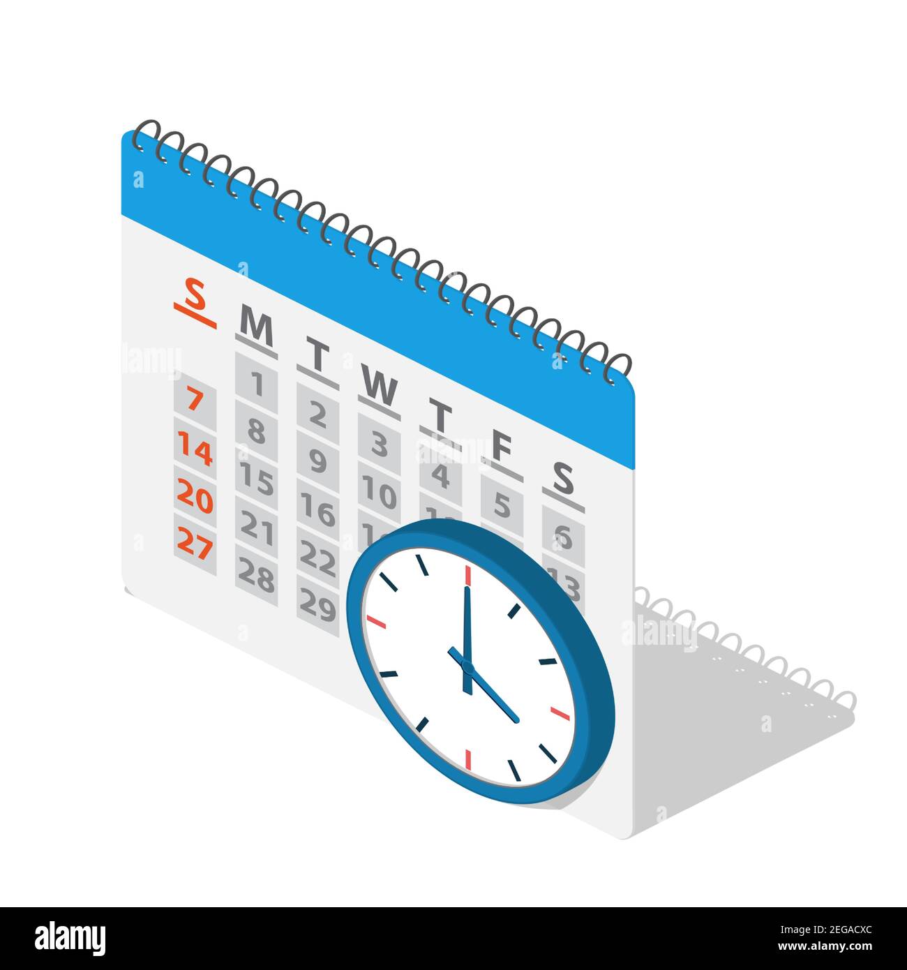 Calendar and clock in isometric Stock Vector Image & Art - Alamy