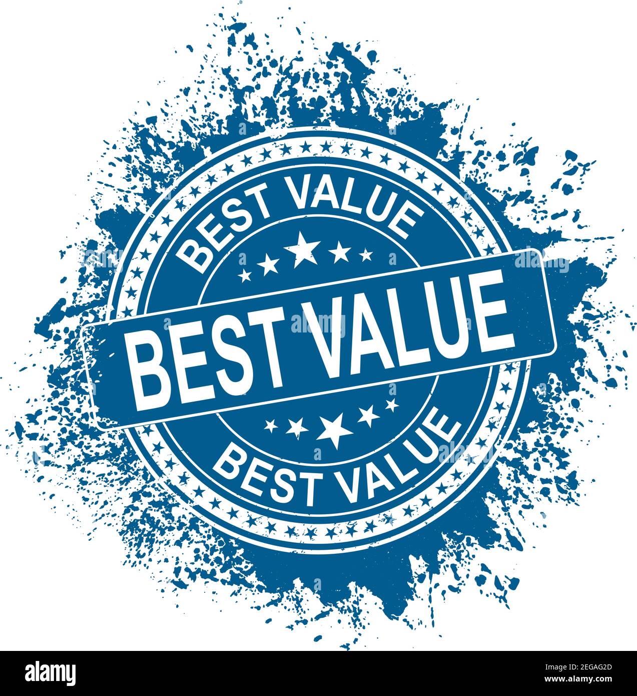 Best Value rubber stamp with grunge texture and splash of ink blue ...