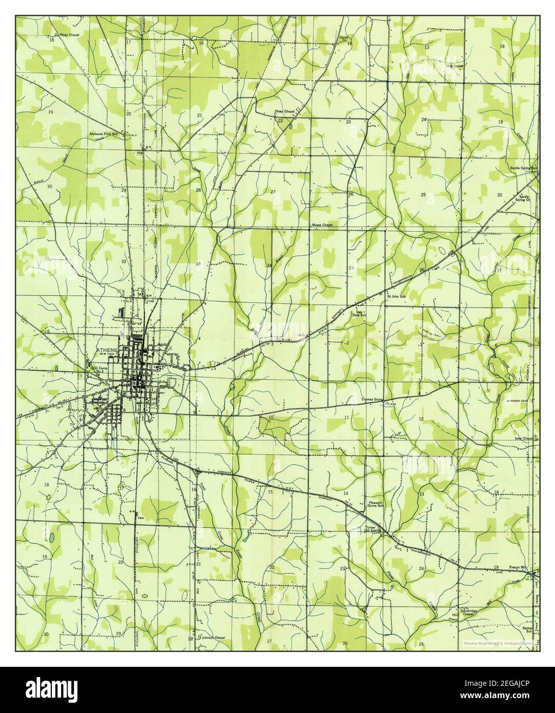 Athens, Alabama, map 1935, 1:24000, United States of America by ...