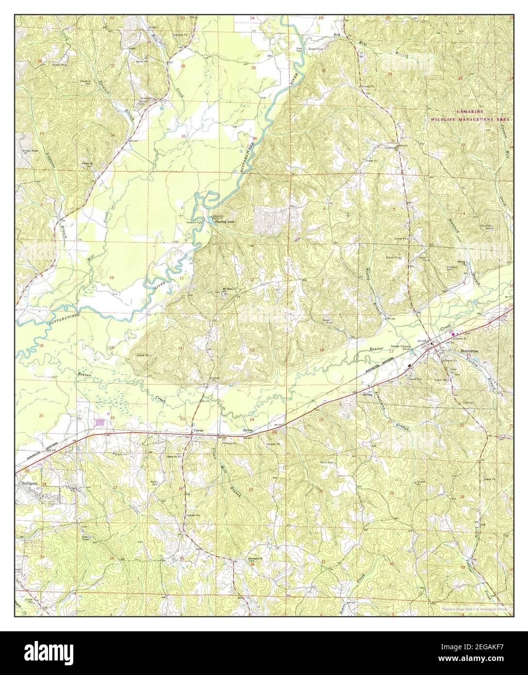 Beaverton, Alabama, map 1967, 1:24000, United States of America by ...