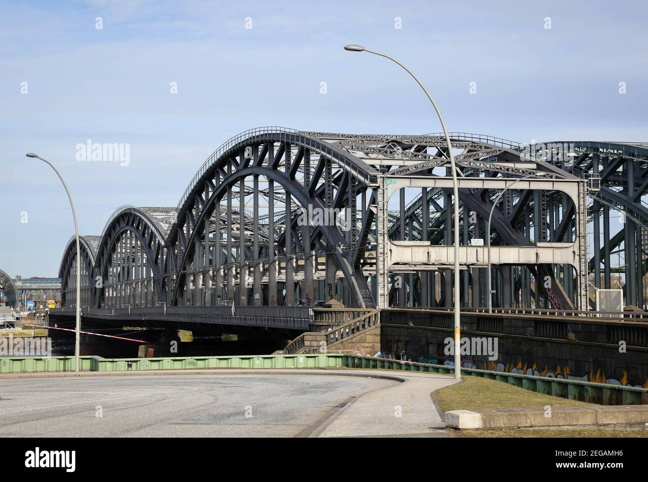 Hamburg, Germany. 18th Feb, 2021. The Freihafen Elbe Bridge in the Port ...