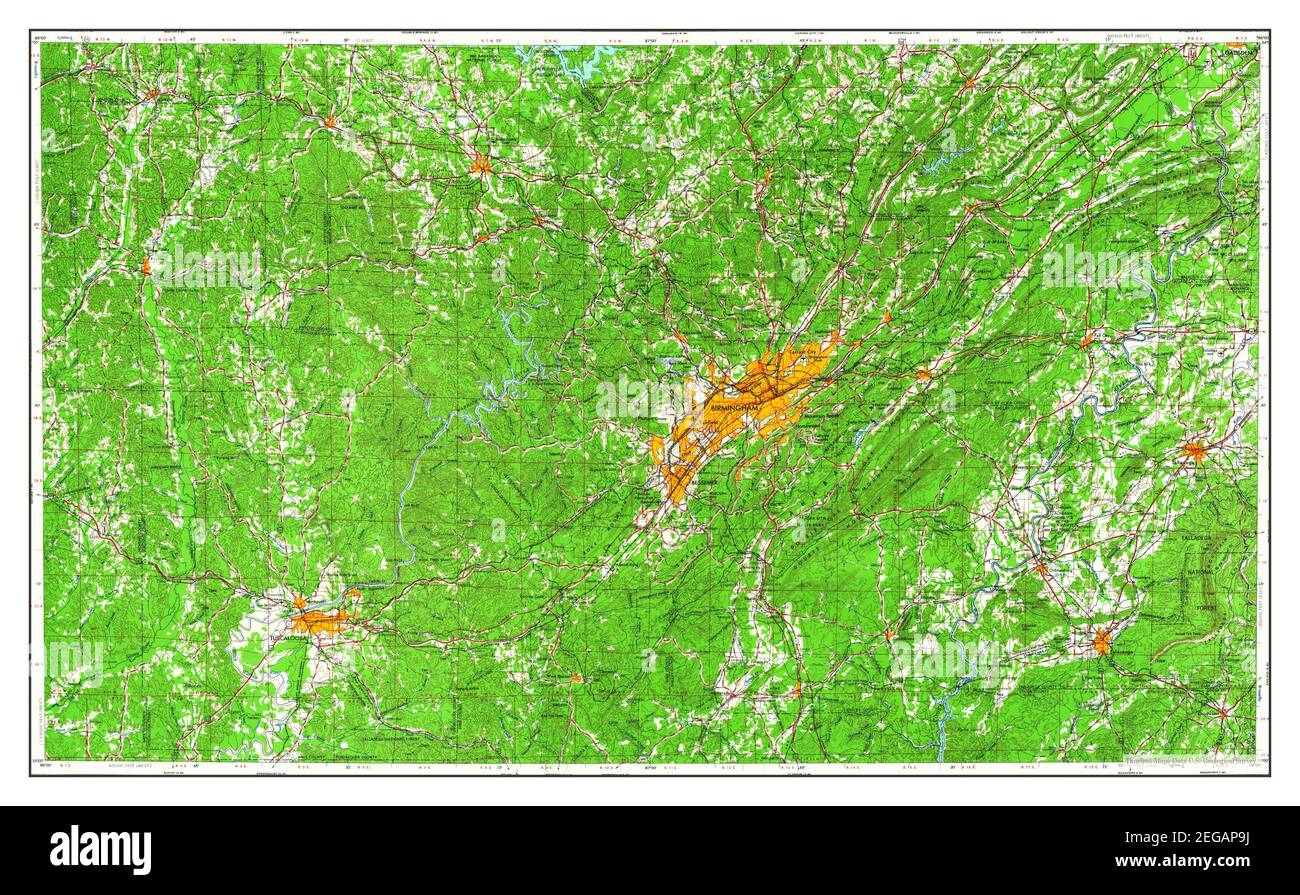 Birmingham, Alabama, map 1953, 1:250000, United States of America by ...