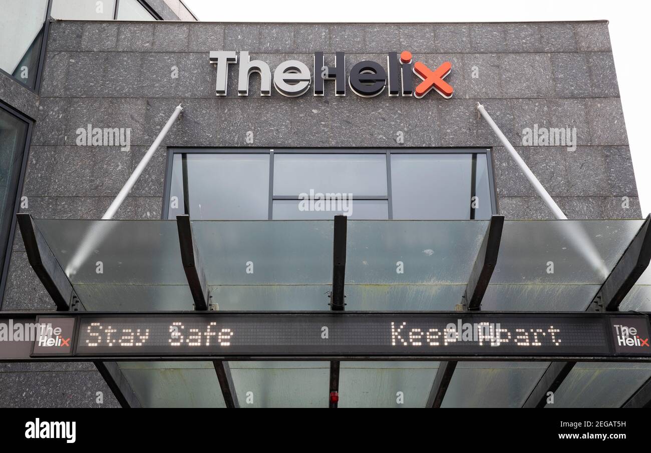 The entrance to the Vaccination centre at the Helix in DCU, Dublin ...