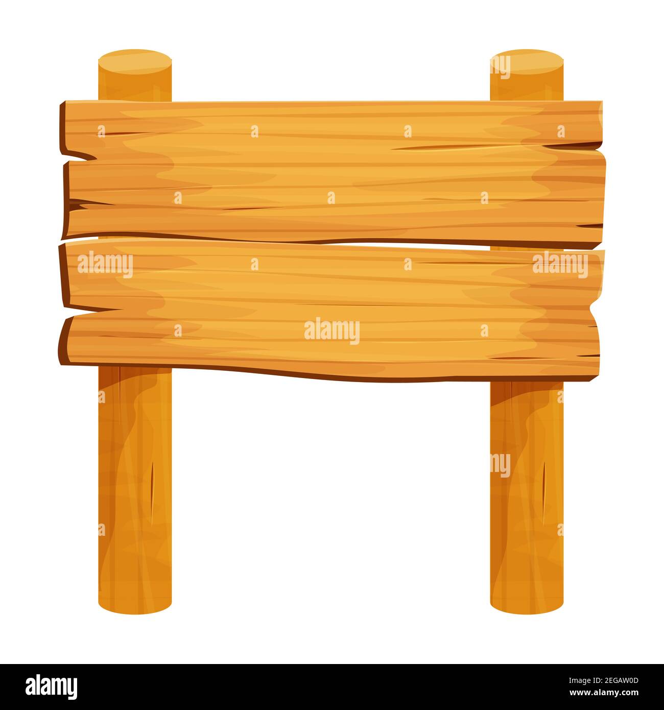 Wood signboard from planks empty, detailed drawing, textured in cartoon ...