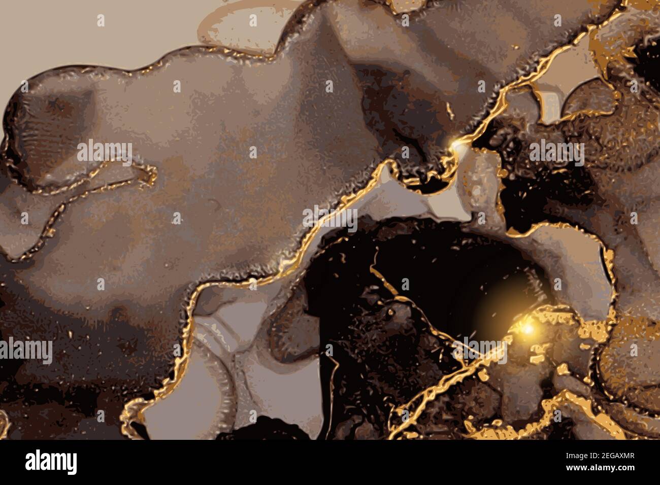 Black, grey and gold marble pattern. Alcohol ink technique stone ...
