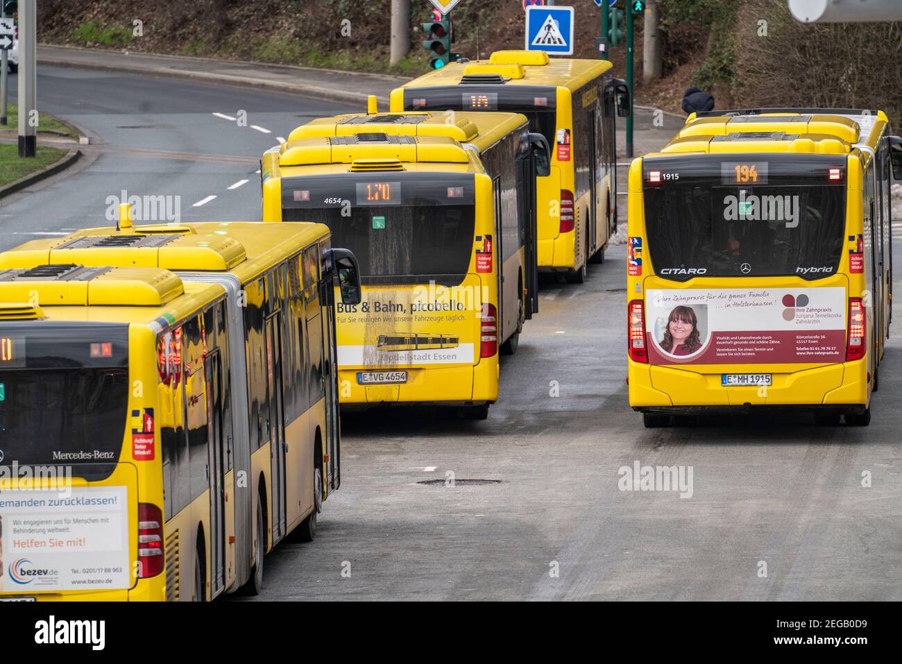 Trams of the Ruhrbahn, at the S-Bahn station Essen-Steele, interface ...