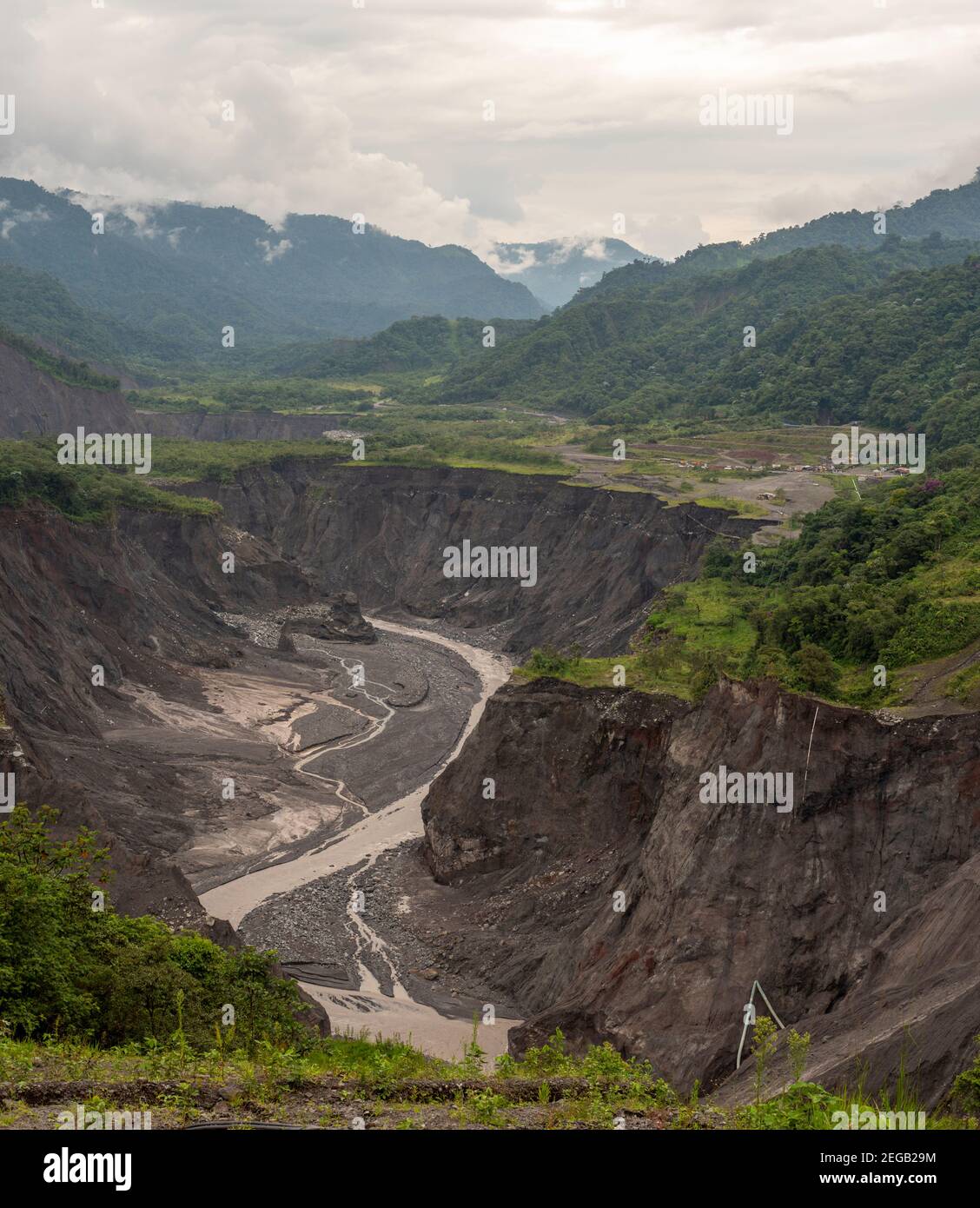 Catastrophic erosion in the Rio Coca Valley, Ecuador, January 2021 a ...