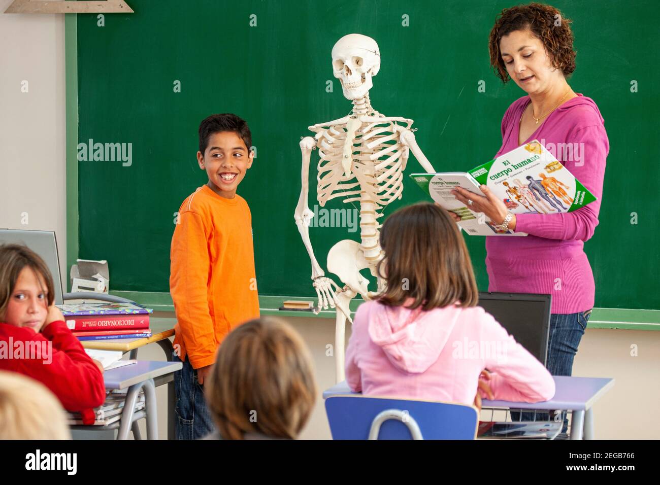 Teacher teaching her class in a school classroom Stock Photo - Alamy