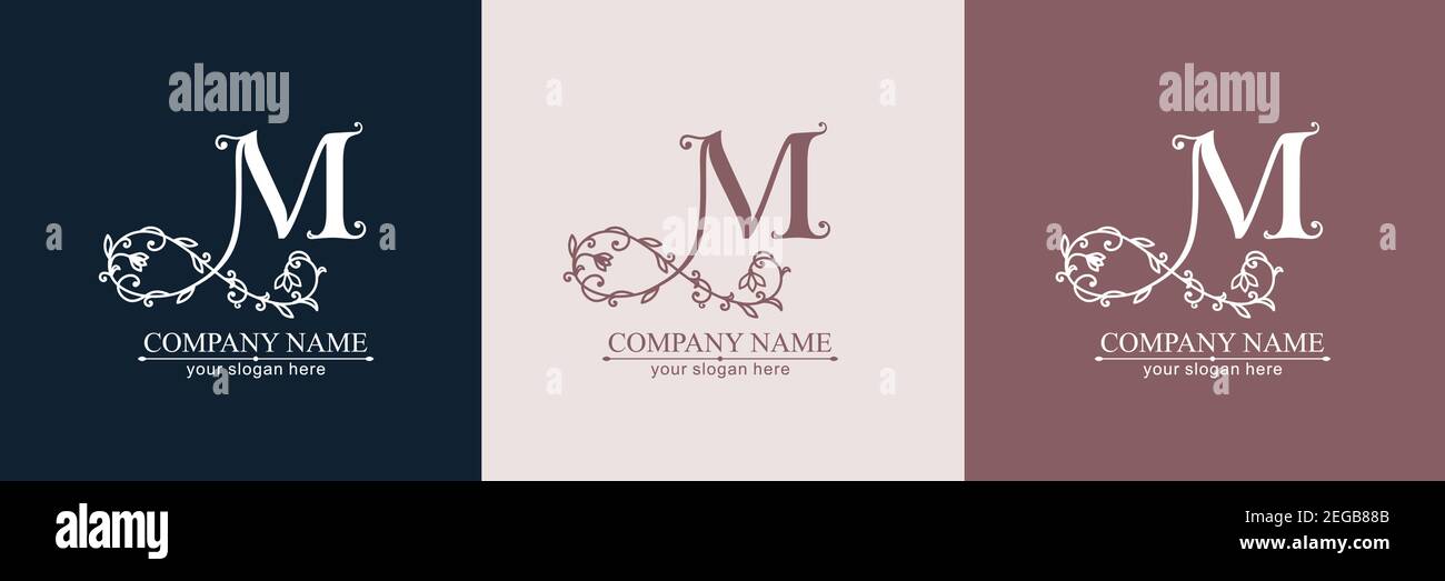Letter M logo template. Monnogram, delicate floral design. Personal ...