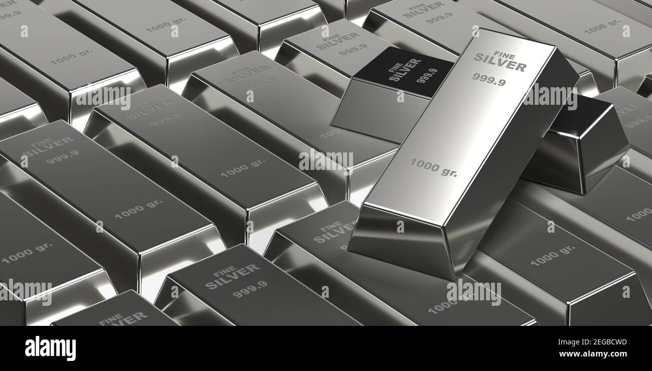 Investment, banking, business concept: 3d rendering silver bars on ...
