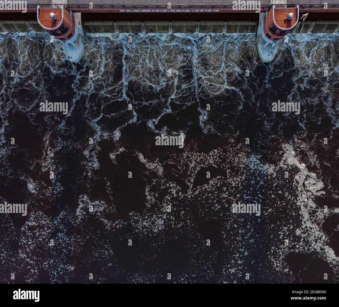Wroclaw July 1 2019 Aerial top down look to bridge with water dam Stock ...