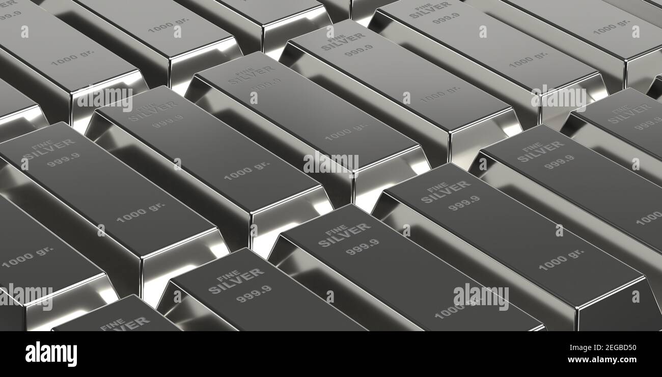 Investment, banking, business concept: 3d rendering silver bars on ...