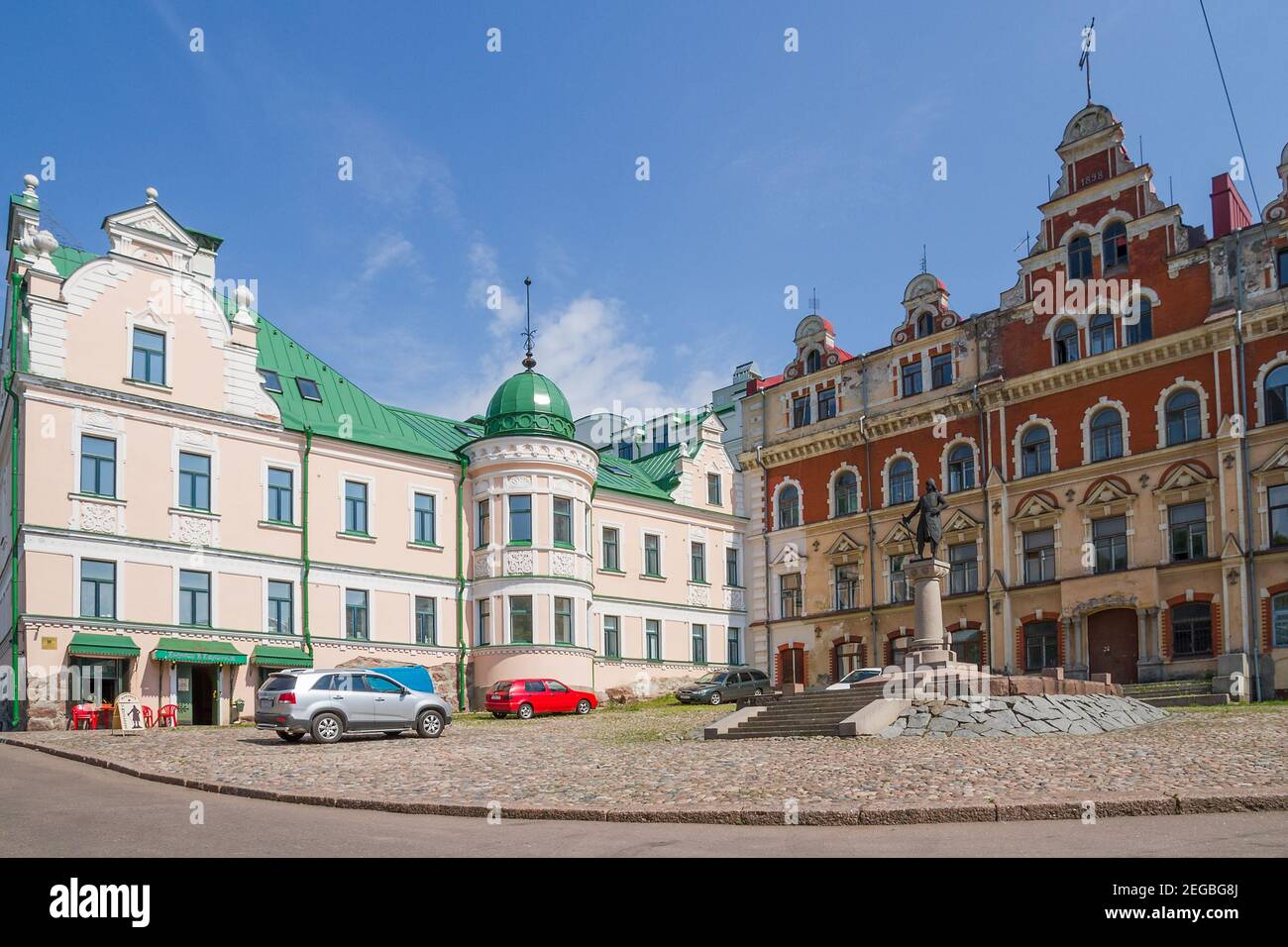 Russia. Vyborg. Views of Vyborg city. Old Town Hall Square and a ...
