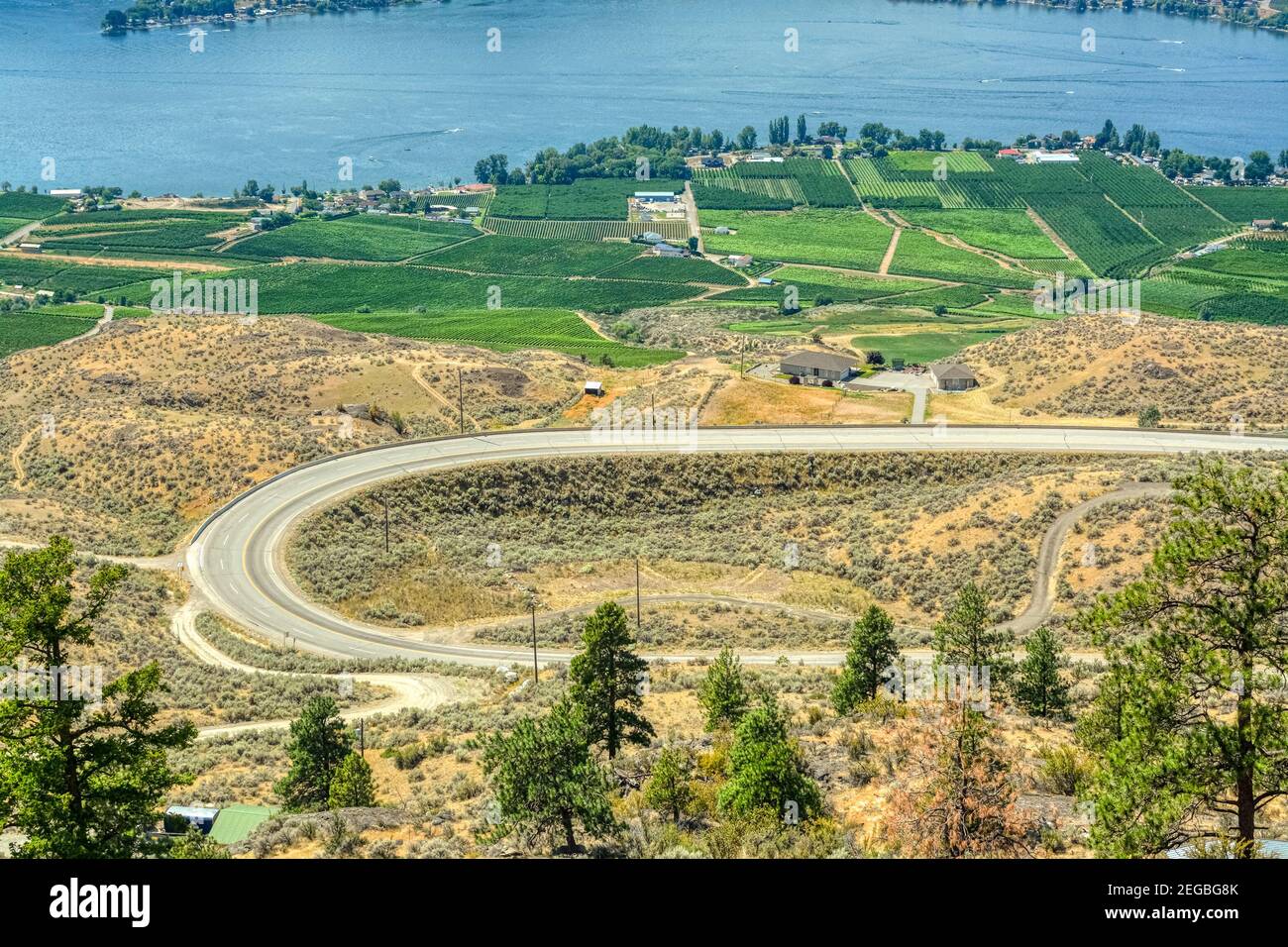 C-shape road in Okanagan valley on summer day Stock Photo - Alamy