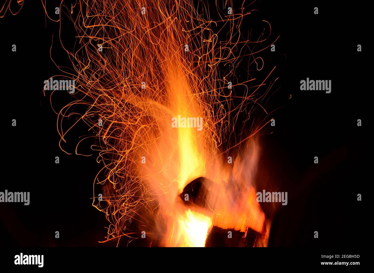 Fire with Sparks Flying Stock Photo - Alamy