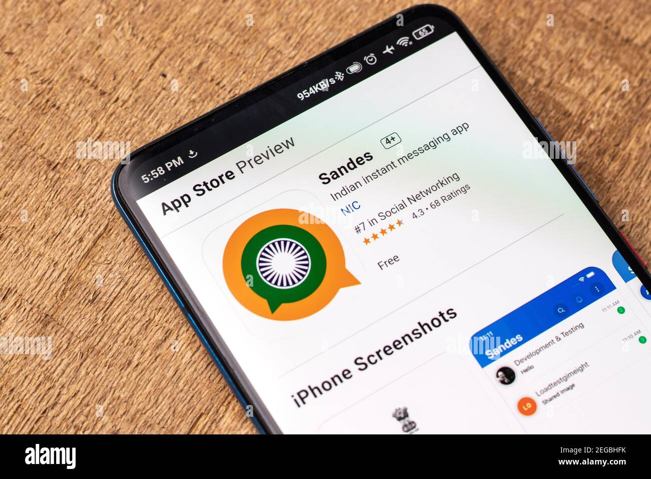 Assam, india - February 18, 2021 : Sandes app logo on phone screen ...