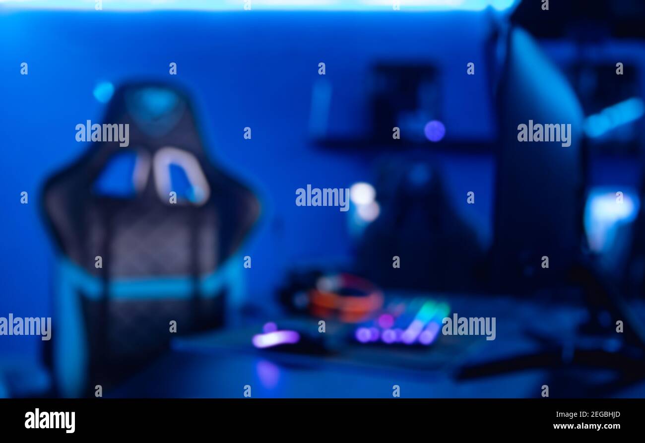 Blurred background professional gamer playing online games computer ...
