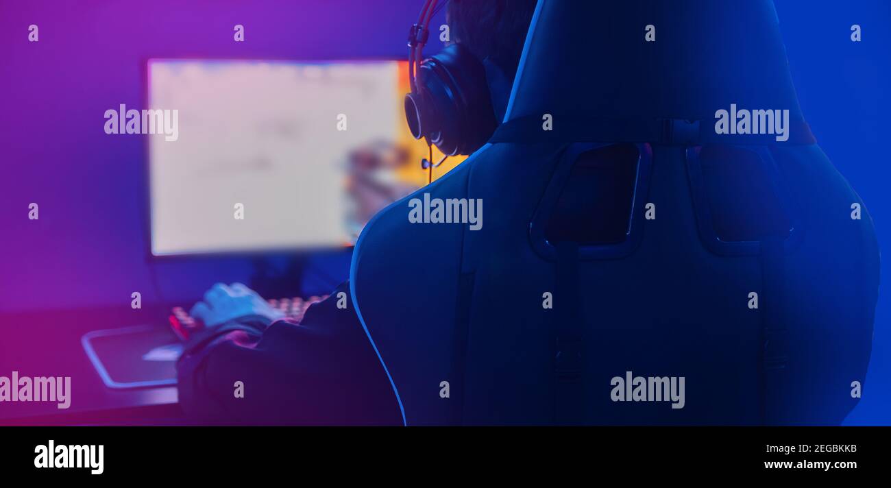 Background professional gamer playing tournaments online games computer ...