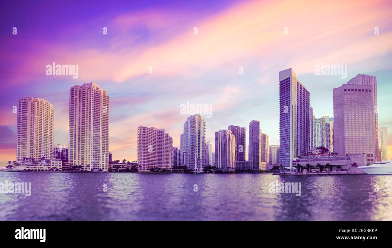 Miami city skyline, Florida, USA Stock Photo - Alamy