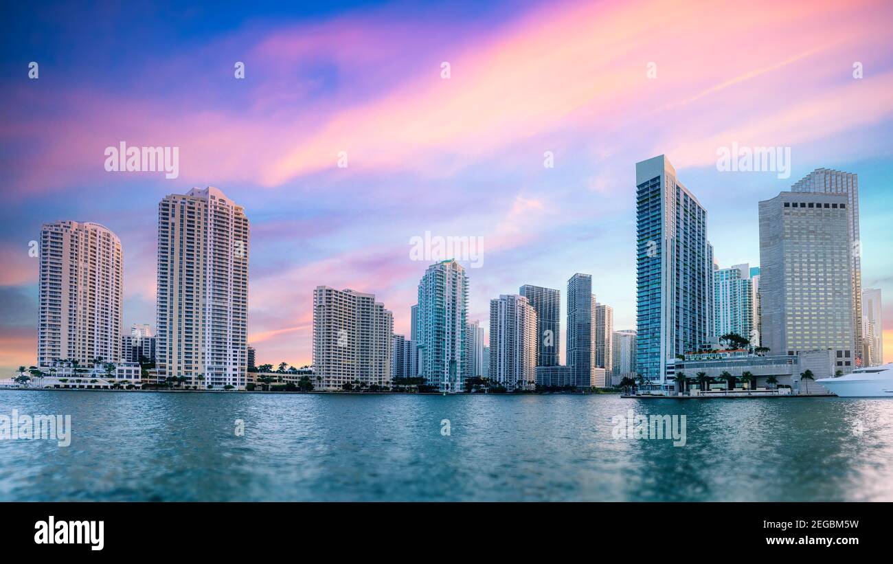 Miami city skyline, Florida, USA Stock Photo - Alamy
