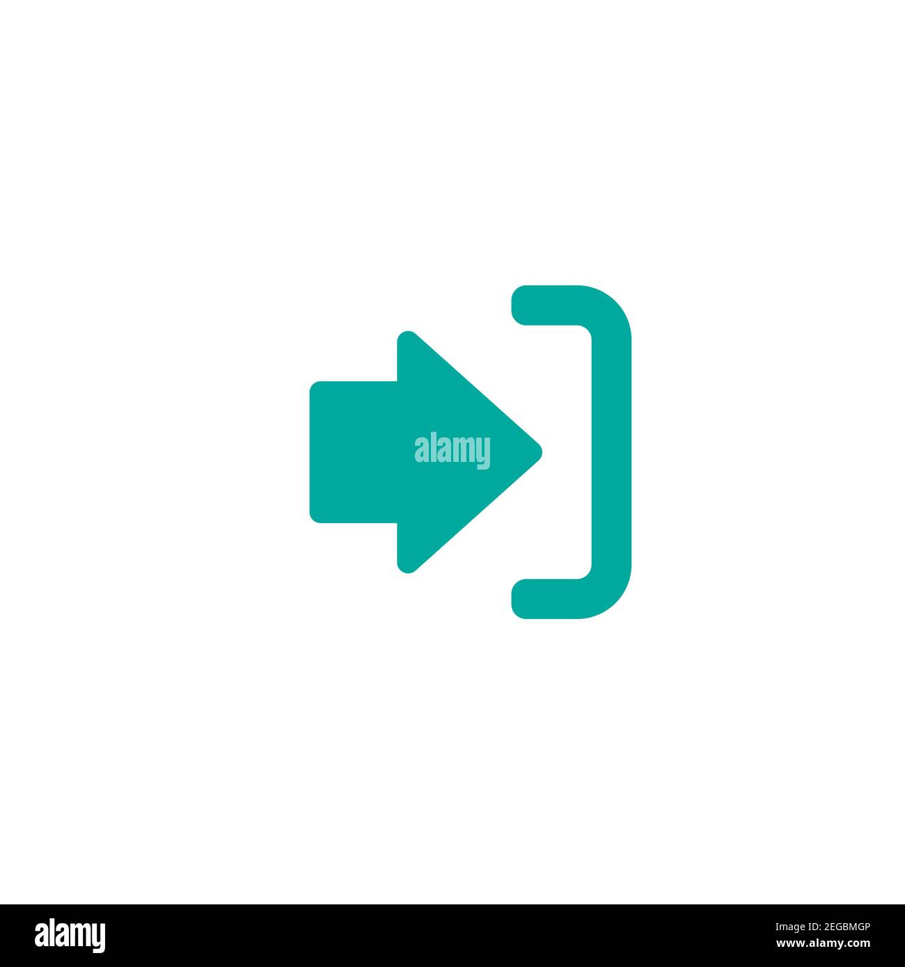 Enter or log in icon. Isolated on white. blue right sharp arrow with ...