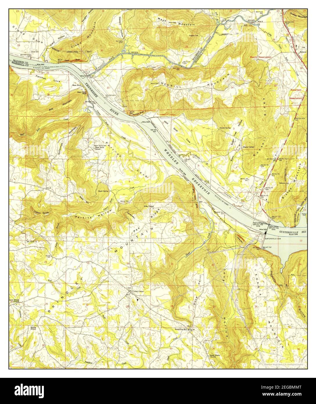 Guntersville Dam, Alabama, map 1950, 1:24000, United States of America ...