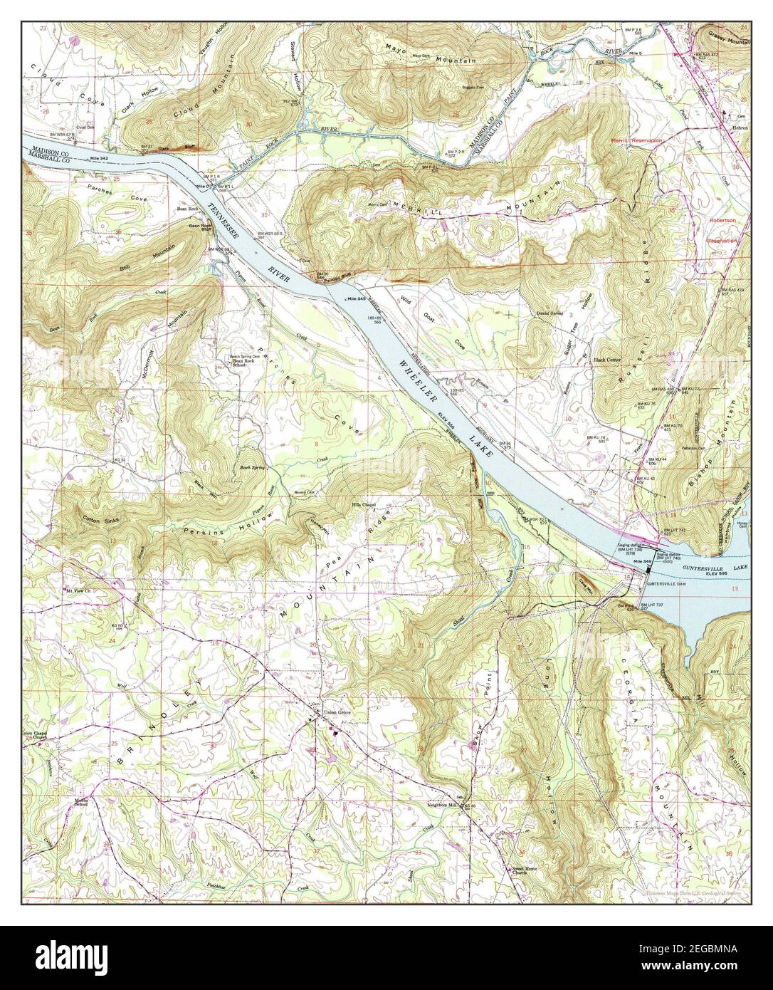 Guntersville Dam, Alabama, map 1948, 1:24000, United States of America ...