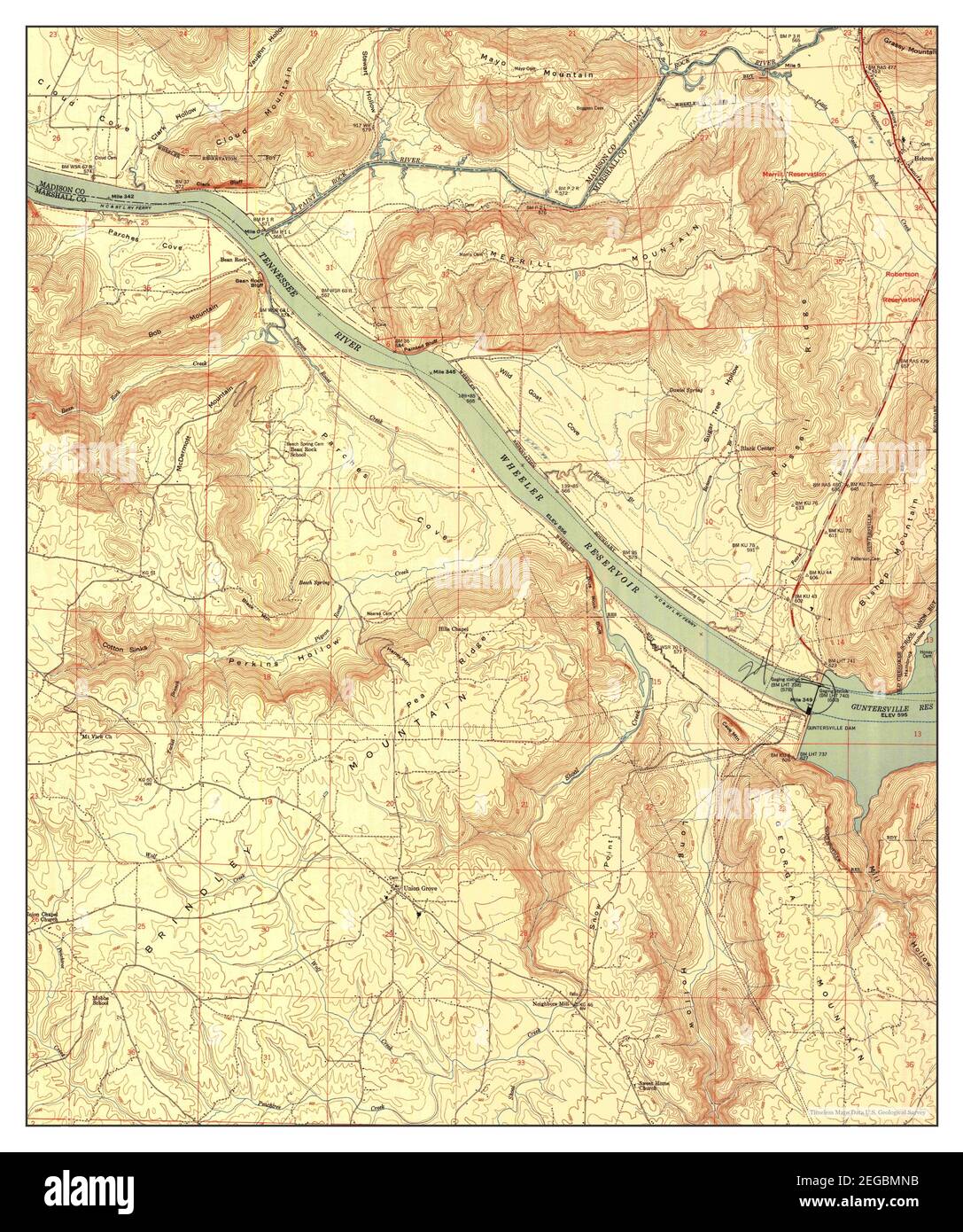 Guntersville Dam, Alabama, map 1950, 1:24000, United States of America ...