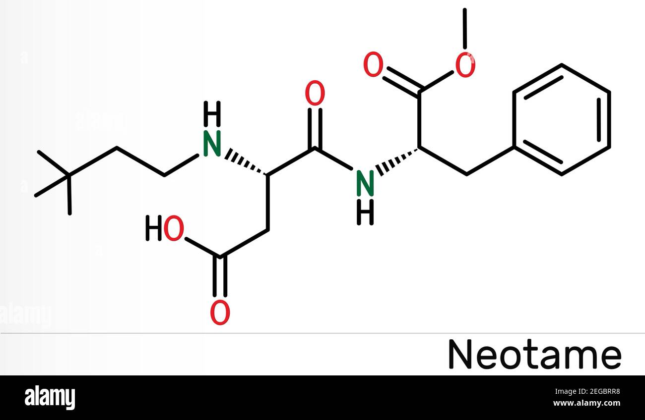 Neotame, sweetening agent, E961molecule. It is dipeptide, artificial ...