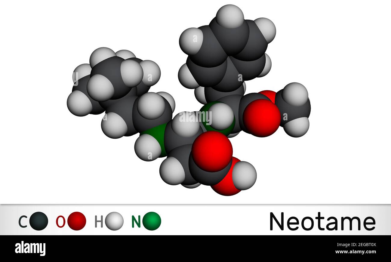 Neotame, sweetening agent, E961molecule. It is dipeptide with peptide ...