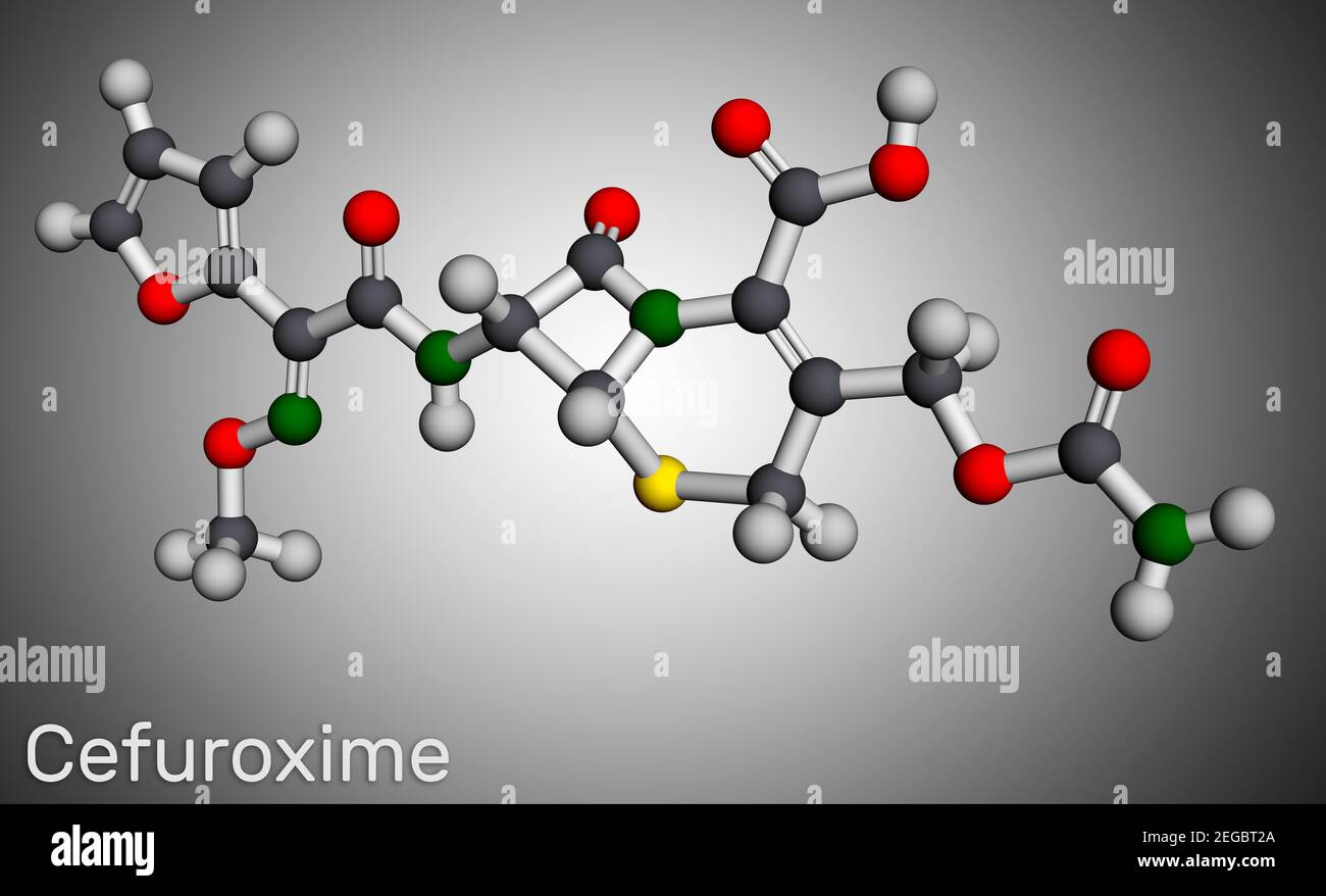 Cefuroxime molecule. It is second-generation cephalosporin antibiotic ...