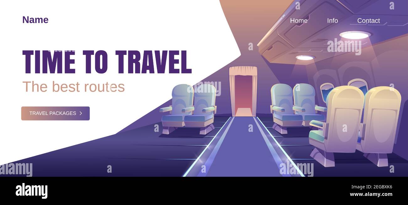 Time to travel banner. Concept of airline journey with best routes for ...