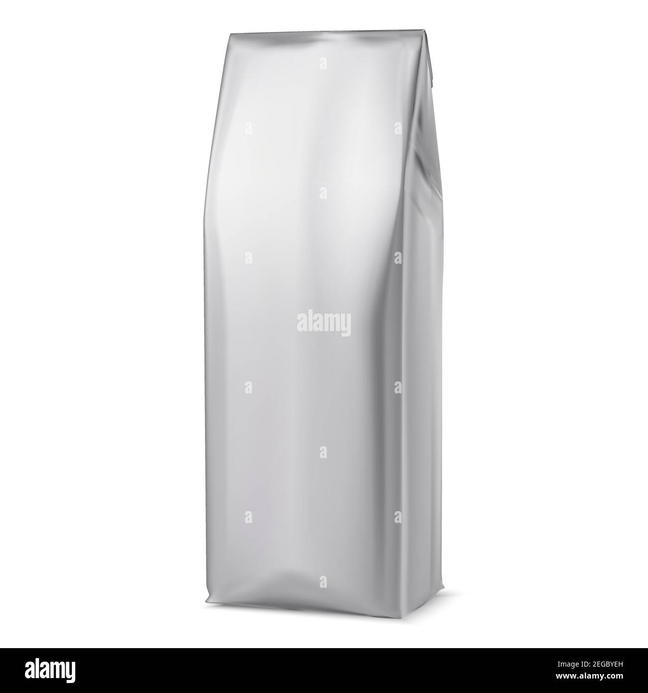 Coffee bag mockup. White foil package. 3d pouch mock up design template ...