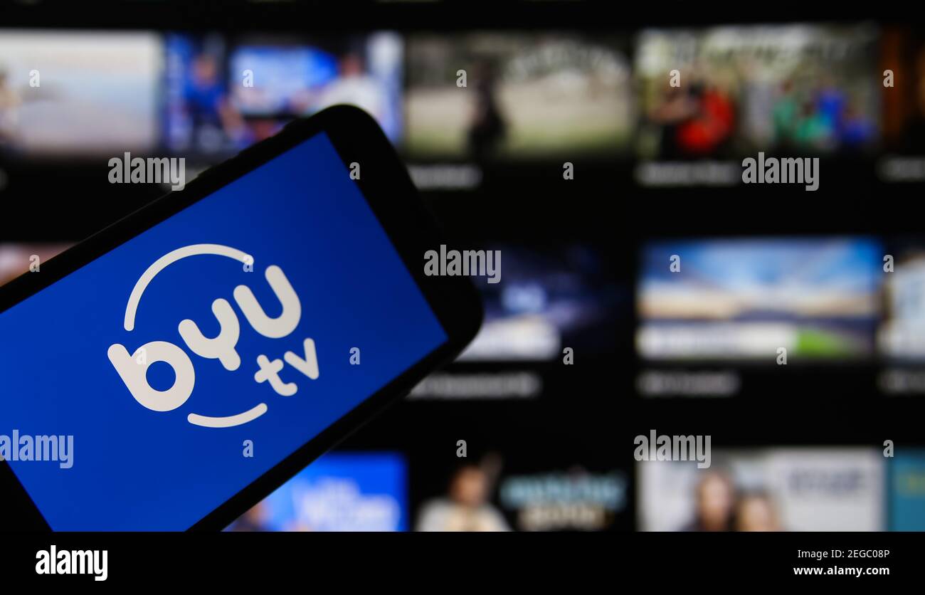 Viersen, Germany - February 9. 2021: Closeup of mobile phone screen ...