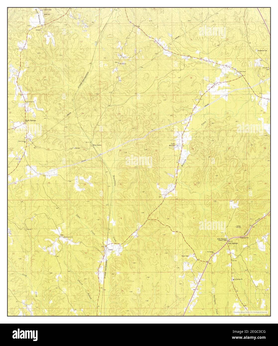 Land, Alabama, map 1974, 1:24000, United States of America by Timeless ...
