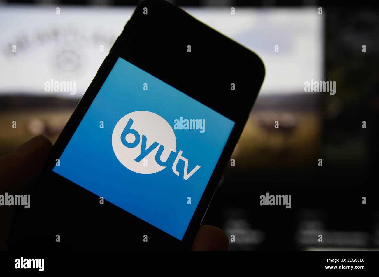 Viersen, Germany - February 9. 2021: Closeup of mobile phone screen ...