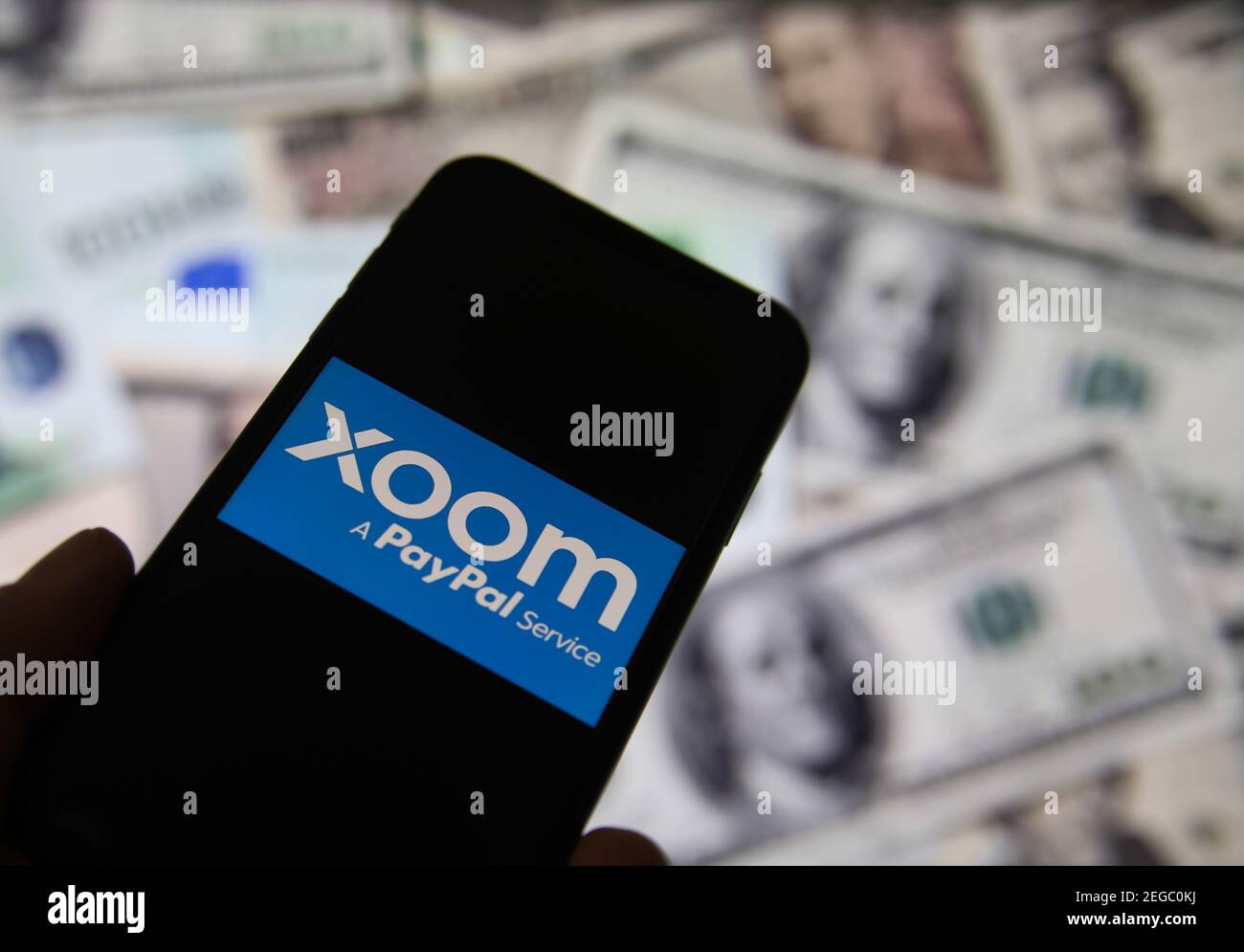 Viersen, Germany - February 9. 2020: Closeup of smartphone screen with ...