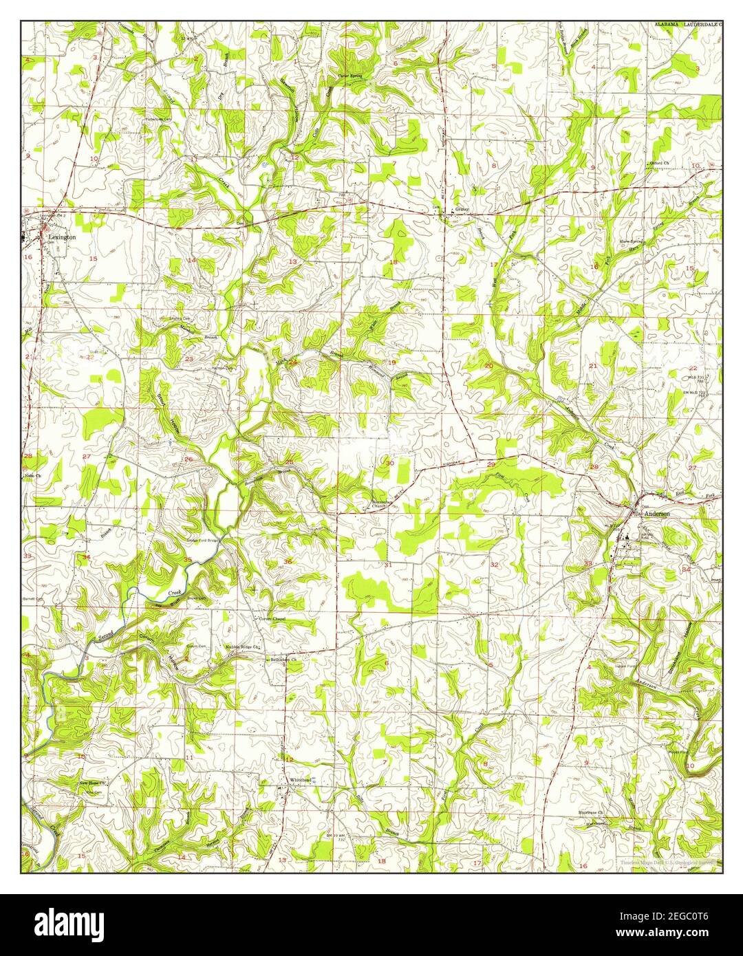 Lexington, Alabama, map 1952, 1:24000, United States of America by ...