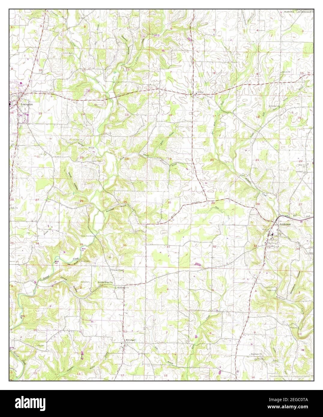 Lexington, Alabama, map 1952, 1:24000, United States of America by ...