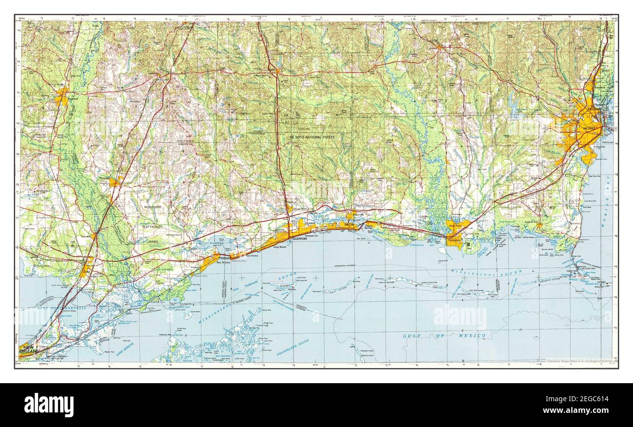 Mobile, Alabama, map 1953, 1:250000, United States of America by ...