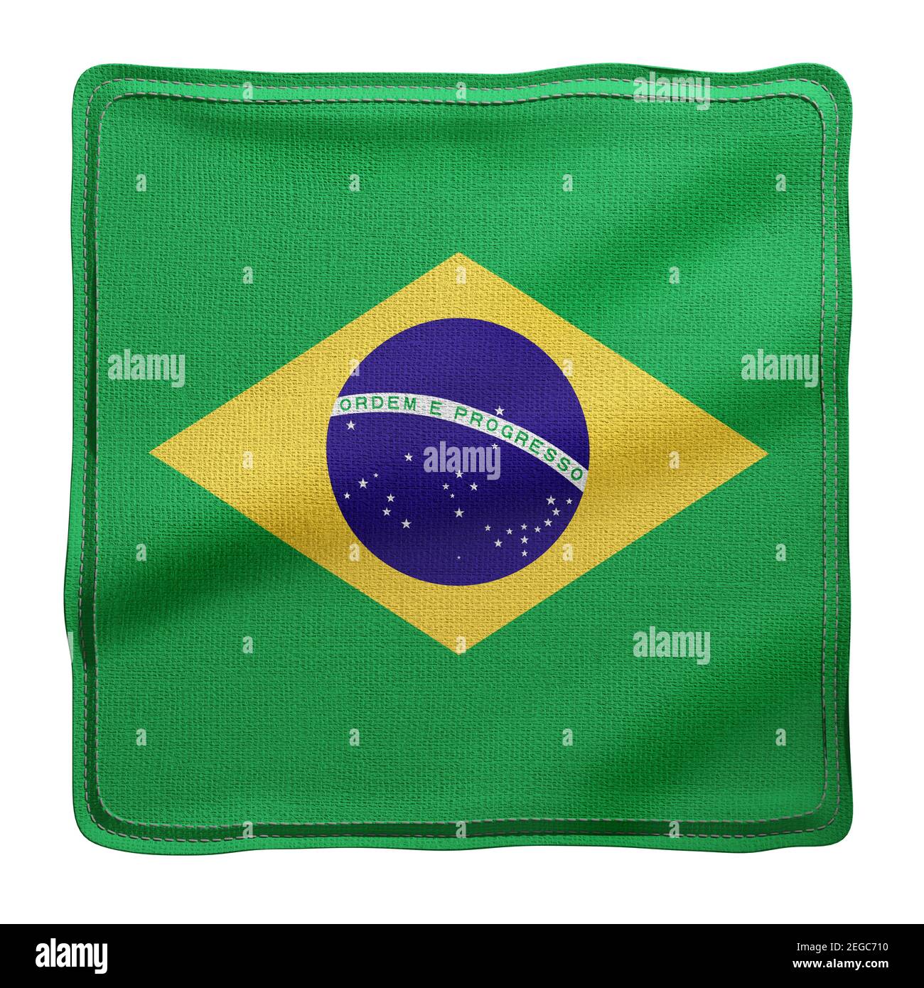 3d rendering of a national Brazil fabric flag isolated on white ...