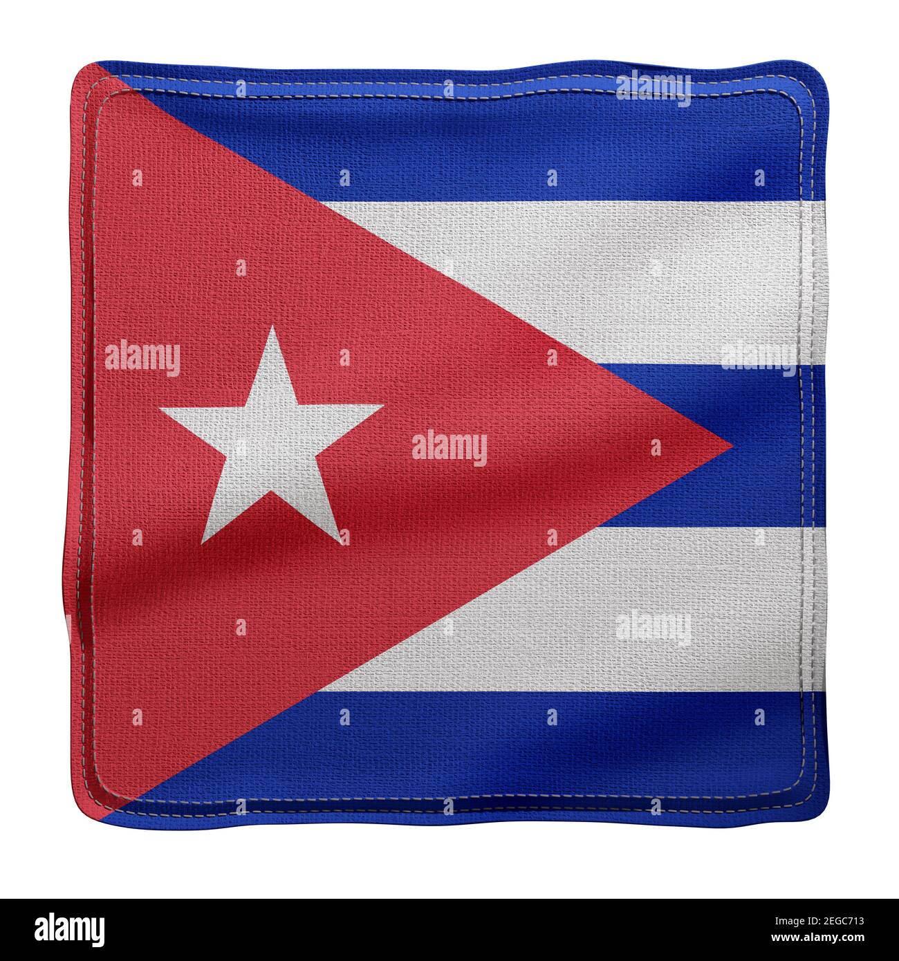 3d rendering of a national Cuba fabric flag isolated on white ...