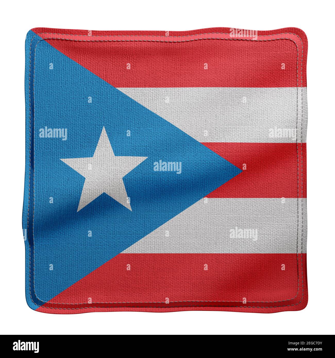 3d rendering of a national Puerto Rico fabric flag isolated on white ...